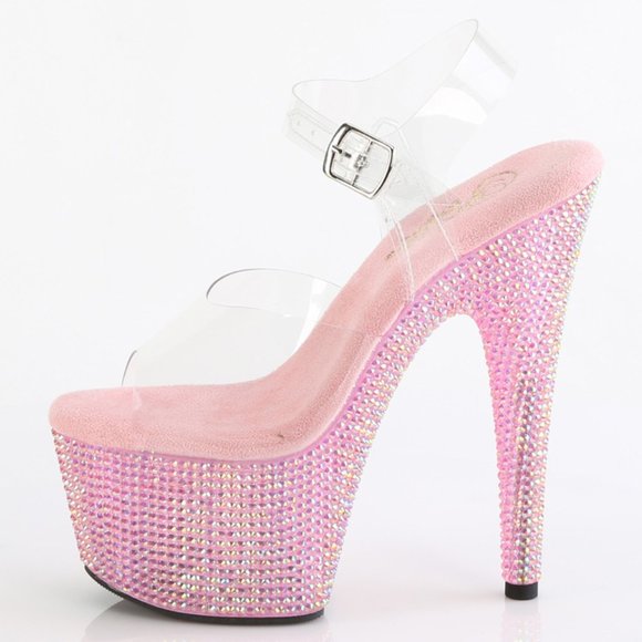 Shoes | Platform Rhinestone Clear High Heel Shoes | Poshmark